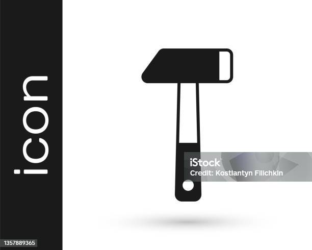 Icône Marteau Noir Isolée Sur Fond Blanc Outil De Réparation Vecteur