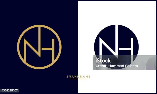 Ilustración De Nh O Hn Letras Del Alfabeto Logotipo Abstracto Icono