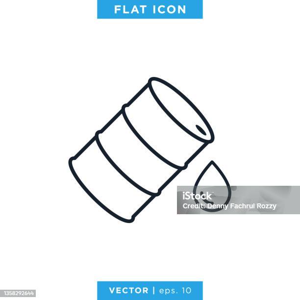 Template Desain Ilustrasi Stok Vektor Ikon Barel Minyak Stroke Yang