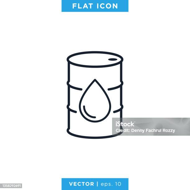 Template Desain Ilustrasi Stok Vektor Ikon Barel Minyak Stroke Yang