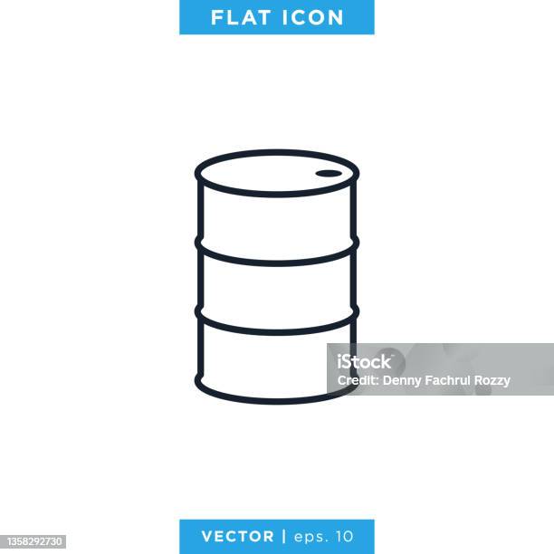 Template Desain Ilustrasi Stok Vektor Ikon Barel Minyak Stroke Yang