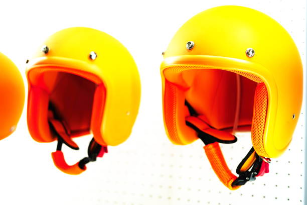 Free Stock Photo of Row of Red, Blue, and Yellow Helmets on Display ...