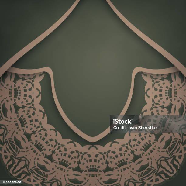 Kartu Ucapan Warna Hijau Dengan Ornamen Coklat Abstrak Untuk Ucapan