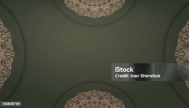 Template Spanduk Hijau Dengan Ornamen Coklat Vintage Dan Tempat Untuk