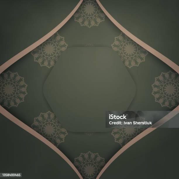 Template Selebaran Warna Hijau Dengan Pola Coklat Vintage Untuk Merek