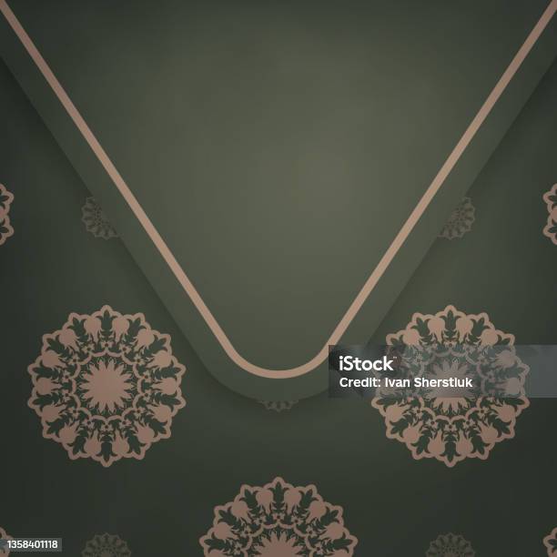 Template Selebaran Warna Hijau Dengan Ornamen Mandala Coklat Untuk