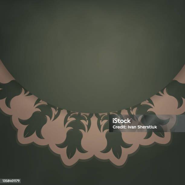 Template Selebaran Warna Hijau Dengan Ornamen Coklat Abstrak Untuk