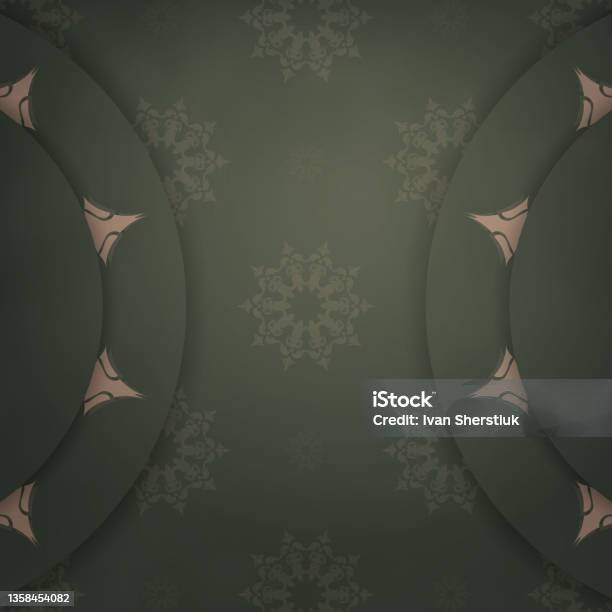 Template Brosur Warna Hijau Dengan Ornamen Coklat Vintage Untuk Ucapan