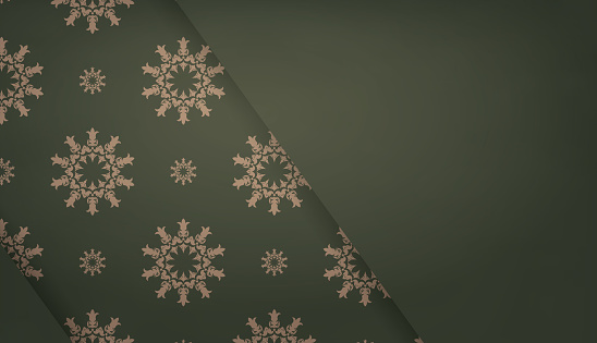Fond De Couleur Verte Avec Ornement Marron Luxueux Pour La Conception