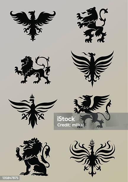Heraldry 설정 문장에 대한 스톡 벡터 아트 및 기타 이미지 문장 그리핀 용 Istock