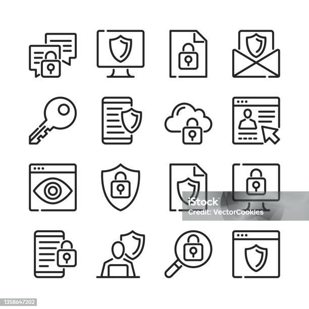Computer Security Line Icons Set Modern Thin Line Design Linear Outline ... Computer Security Line Icons Set Modern Thin Line Design Linear Outline ...