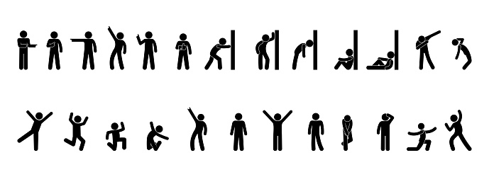 Ensemble Dicônes Dhomme Pictogrammes De Figure De Bâton Personnes