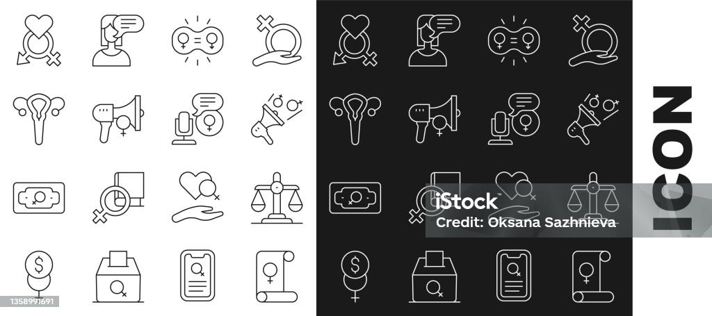 Set Line Feminism Gender Equality Feminist Activist Female Reproductive