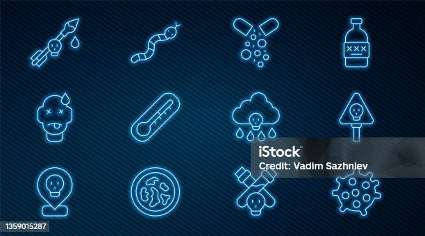 Atur Garis Bakteri Tulang Dan Tengkorak Pil Beracun Termometer ... Atur Garis Bakteri Tulang Dan Tengkorak Pil Beracun Termometer ...