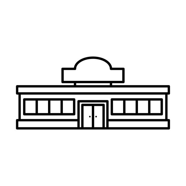 Restaurant Building Clipart Black And White