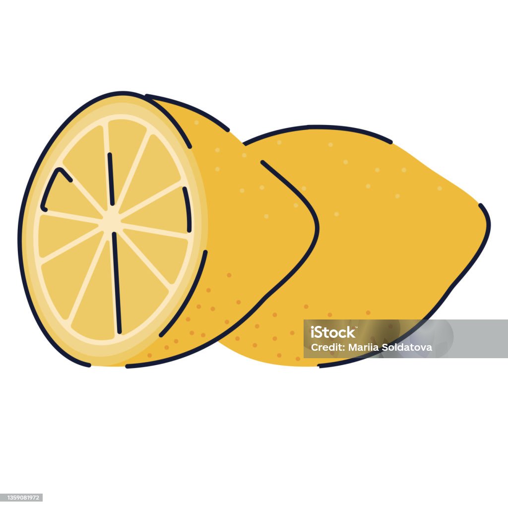 Ilustrasi Vektor Buah Lemon Utuh Dan Dipotong Ilustrasi Stok Unduh Gambar Sekarang Alam