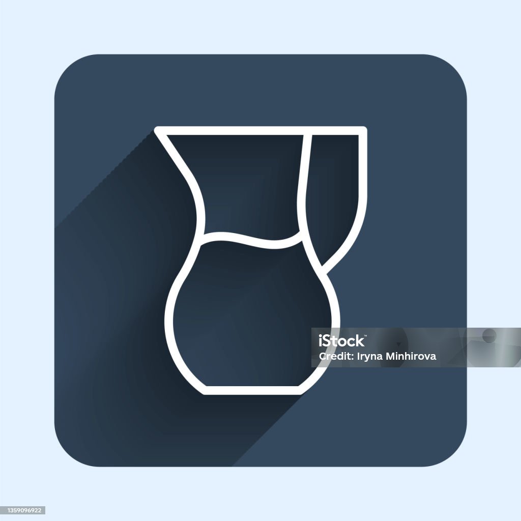 Weiße Linie Krug Glas Mit Wassersymbol Isoliert Mit Langem
