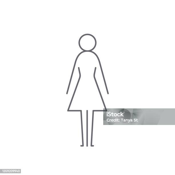Simbol Wanita Vektor Garis Ikon Wanita Menguraikan Ilustrasi Terisolasi