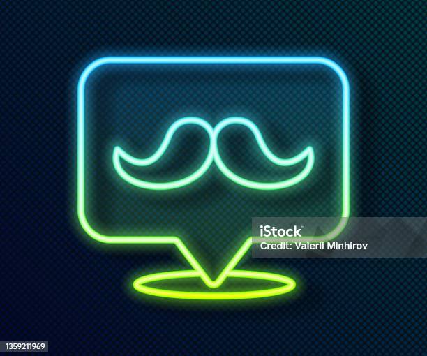 Ligne Néon Brillante Icône Moustache Isolée Sur Fond Noir Symbole Du