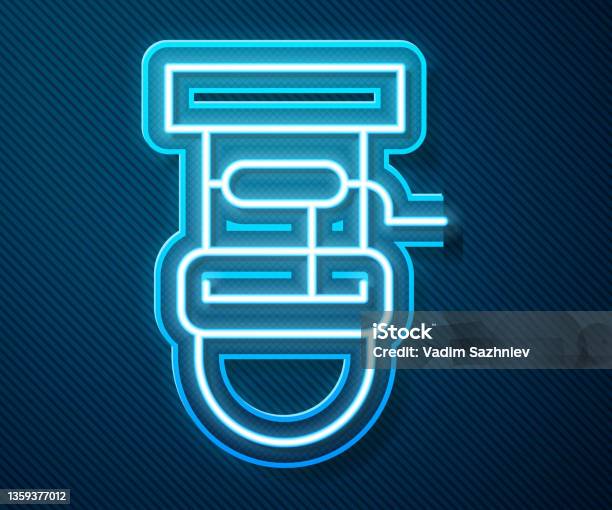 Garis Neon Bercahaya Nah Dengan Ember Dan Ikon Air Minum Terisolasi