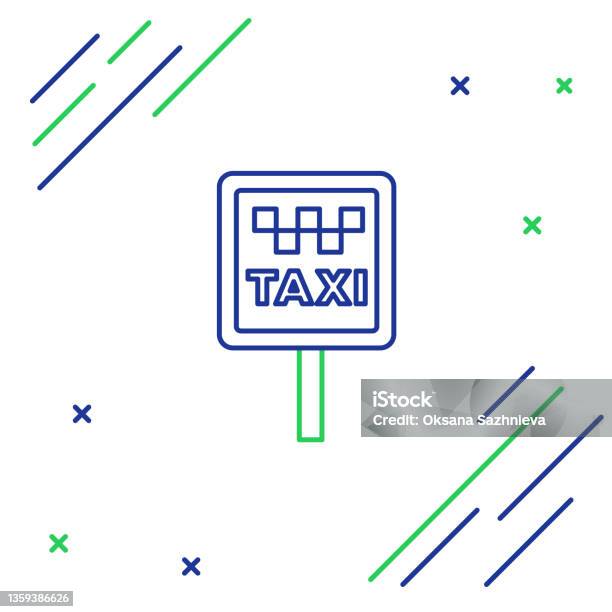 Vetores De Placa Line Road Para Um Ícone De Ponto De Táxi Isolado No