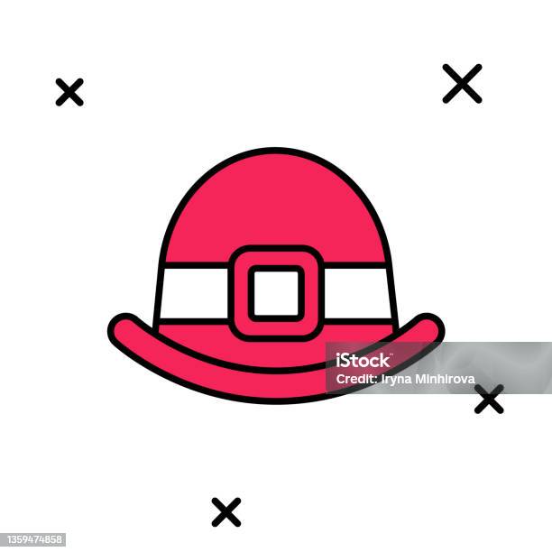 Contour Rempli Icône Du Chapeau Leprechaun Isolée Sur Fond Blanc Bonne