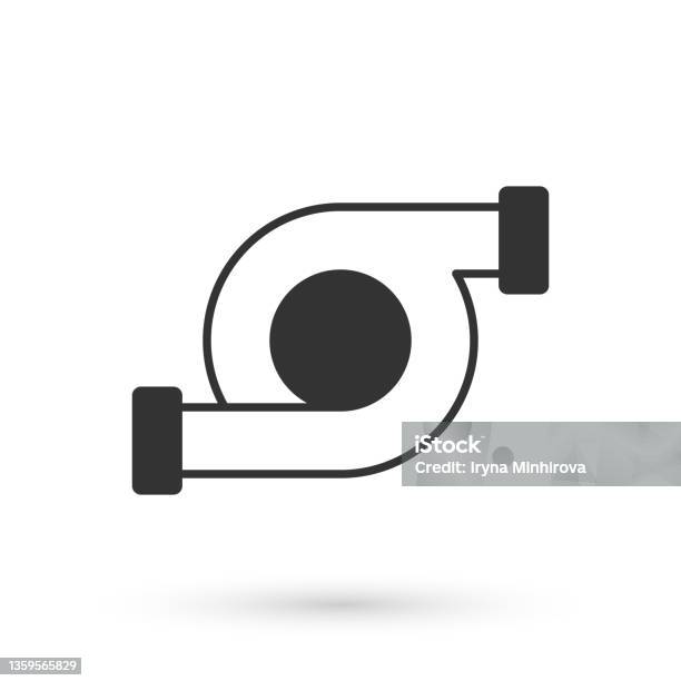 Icône De Turbocompresseur Automobile Gris Isolée Sur Fond Blanc Turbo