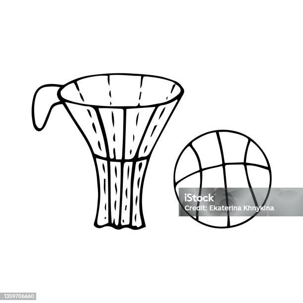 Illustration Vectorielle De Panier De Basketball Et De Balle Dessin À
