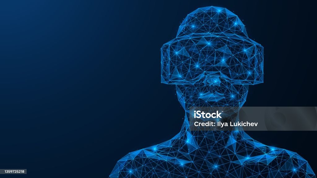 Seorang Pria Yang Mengenakan Kacamata Virtual Reality Ilustrasi Stok