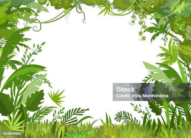 Bingkai Hutan Pohon Tropis Hijau Tumbuhan Dan Semaksemak Gaya Kartun ... Bingkai Hutan Pohon Tropis Hijau Tumbuhan Dan Semaksemak Gaya Kartun ...