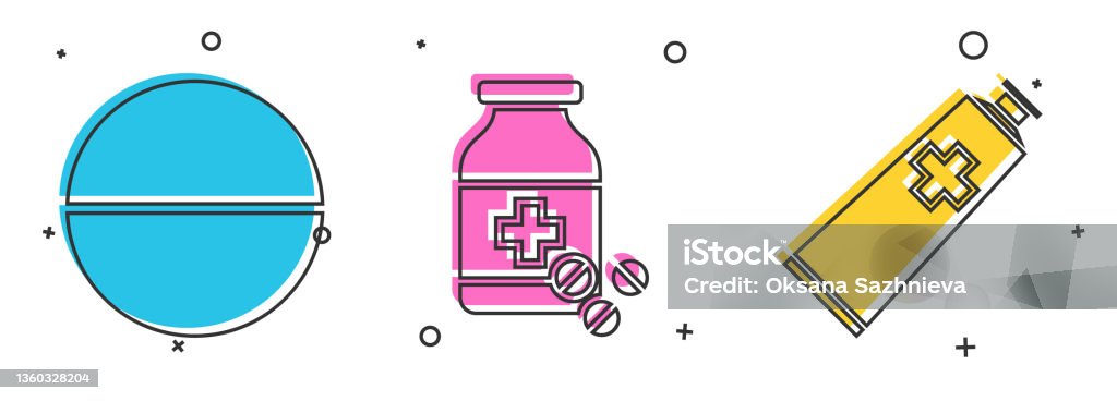 Atur Obat Pil Atau Tablet Botol Obat Dan Pil Dan Ikon Obat Tabung Krim