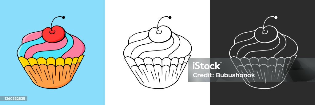 Ilustración De Conjunto De Iconos Cupcake Iconos De Magdalenas En