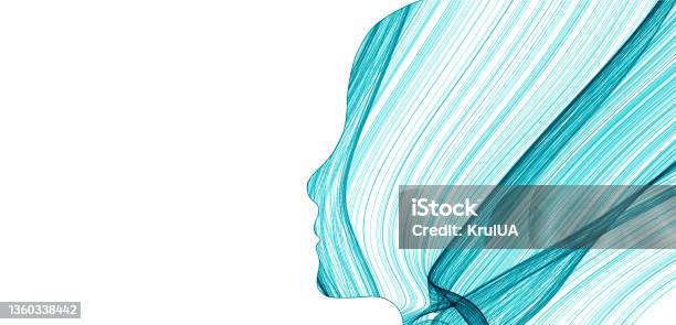 Ilustración De La Silueta De Una Cabeza Humana Está Llena De Olas Fondo