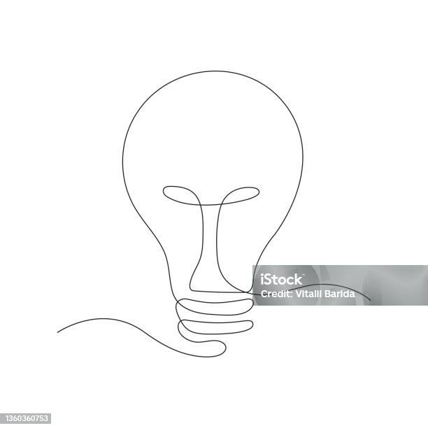 Dessin Au Trait Continu De Lampoule Vecteurs Libres De Droits Et Plus D