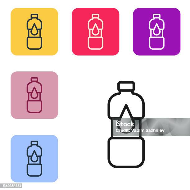 Ligne Noire Icône Bouteille Deau Isolée Sur Fond Blanc Signe De Boisson
