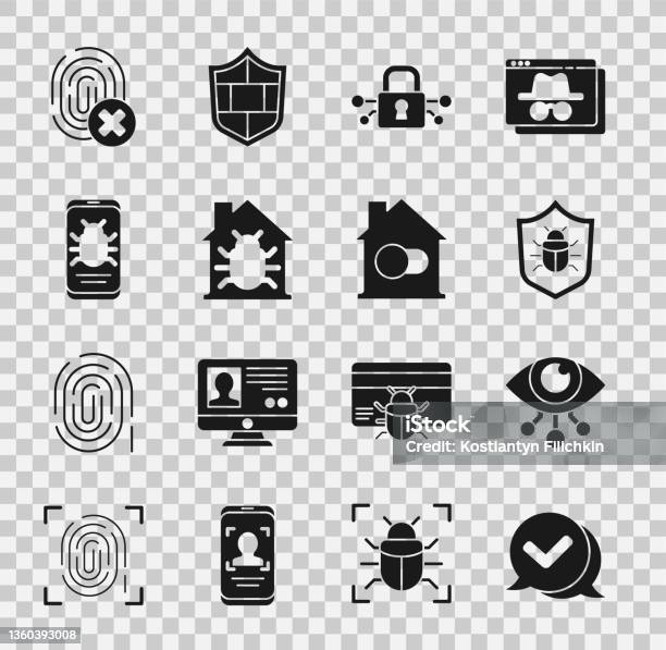 Set Check Mark In Speech Bubble Eye Scan System Bug Cyber Security ... Set Check Mark In Speech Bubble Eye Scan System Bug Cyber Security ...