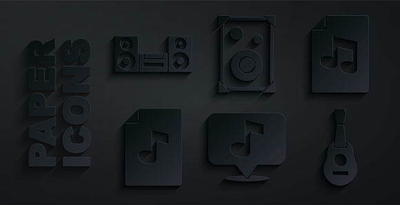 Atur Catatan Musik Buku Dengan Gitar Speaker Stereo Dan Ikon Stereo ... Atur Catatan Musik Buku Dengan Gitar Speaker Stereo Dan Ikon Stereo ...