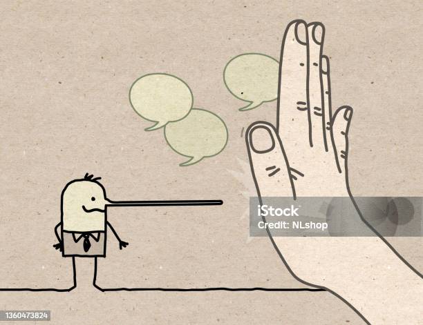Grande Main Avec Le Caractère De Dessin Animé Signe Darrêt Faisant Face