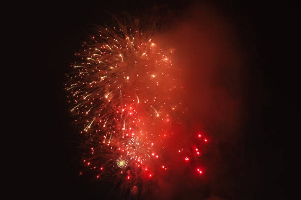 Free picture: Incredible red fireworks in the sky