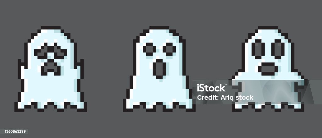 Satz Von Vektorpixelartgeist Pixelcharaktergeister Pixelartgeisterset