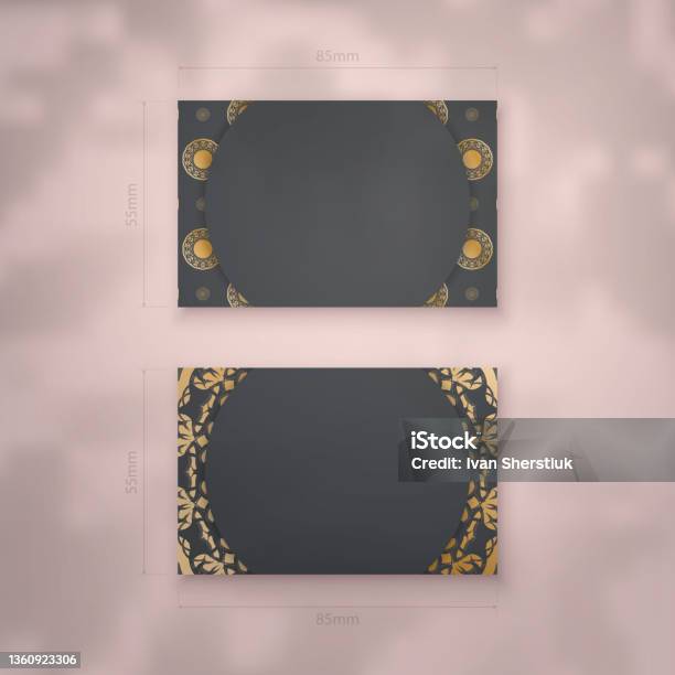 Template Kartu Nama Hitam Dengan Ornamen Emas India Untuk Kepribadian