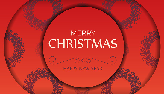 Template Brosur Merry Christmas And Happy New Year Warna Merah Dengan