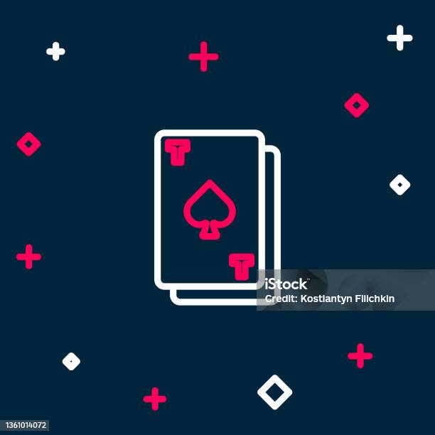 Carte De Jeu De Ligne Avec Licône De Symbole De Pique Isolée Sur Le