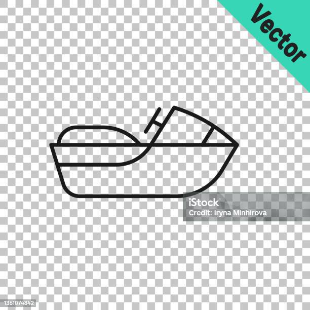 Ikon Jet Ski Garis Hitam Terisolasi Pada Latar Belakang Transparan
