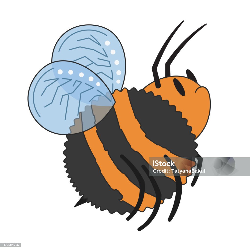Mignon Bourdon De Dessin Animé Volant Et Regardant La Caméra Offensée