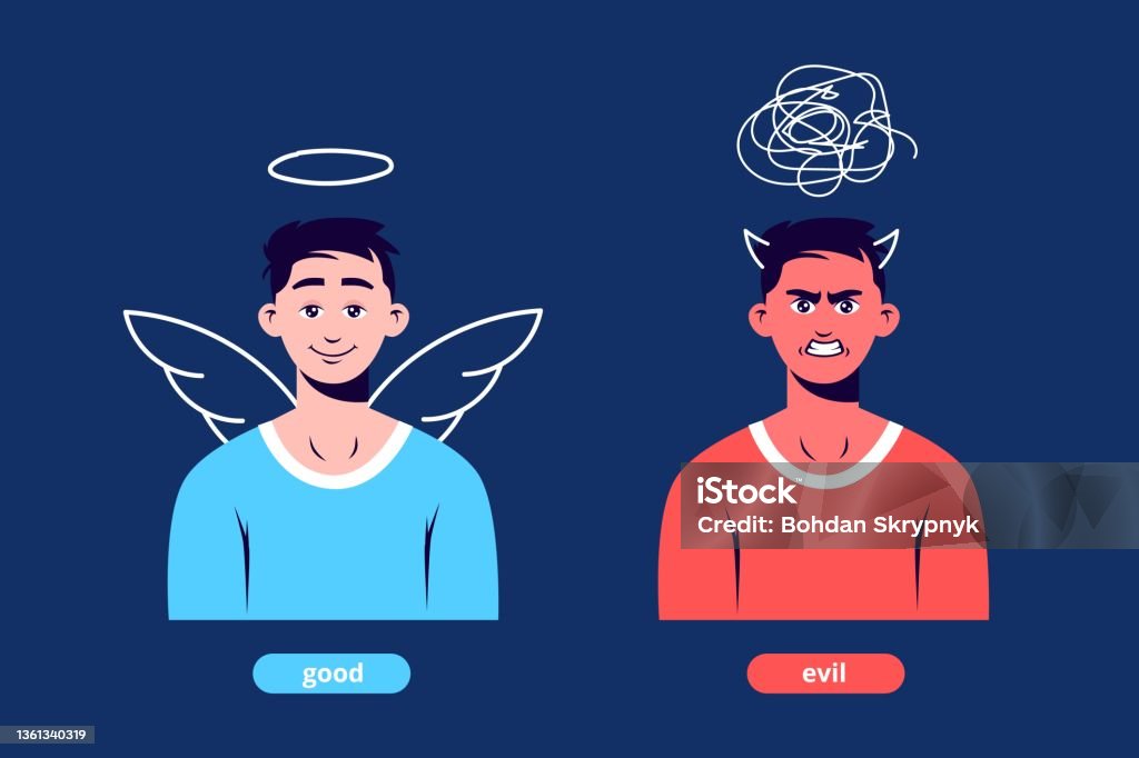 Karakter Baik Dengan Halo Dan Iblis Dengan Pikiran Jahat Ilustrasi Stok ... Karakter Baik Dengan Halo Dan Iblis Dengan Pikiran Jahat Ilustrasi Stok ...