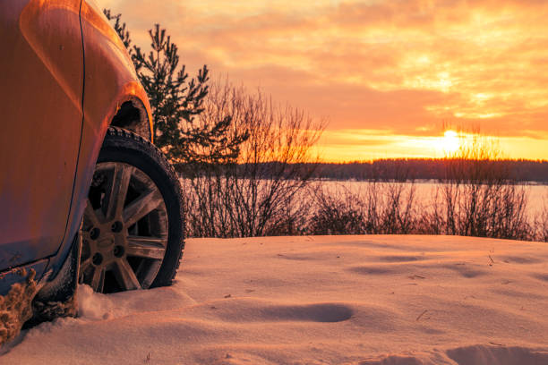 Free Stock Photo of Car Driving Through Snow at Sunset | Download Free ...