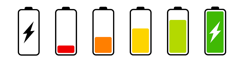 Jeu Dicônes De Niveau De Charge De La Batterie Vecteurs Libres De