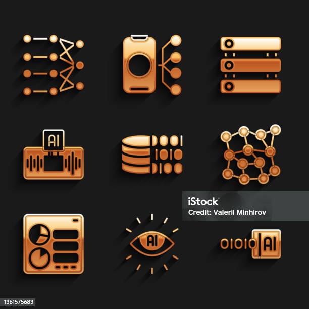 Set Binary Code Artificial Intelligence Ai Neural Network Computer Api Interface Server Data And
