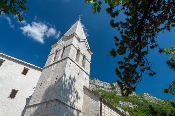 Free picture: White church bell tower of a Serbian Orthodox monastery ...